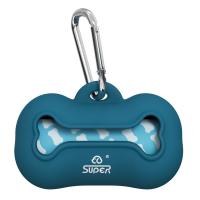 China Sustainable Silicone Dog Poop Bag Holder 9×5.5×4.2cm with Carabiner Clip and Eco-Friendly Waste Bags for sale