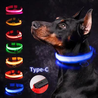China Waterproof LED Dog Collar with USB-C Charging - Adjustable XS to XL Sizes in 6 Colors for sale