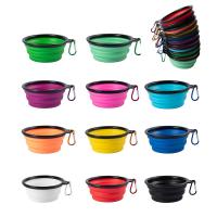 China 350ml & 1000ml Foldable TPE Silicone Dog Bowl - Collapsible Pet Food Water Dish with Carabiner Clip for sale