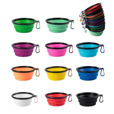 China 350ml & 1000ml Foldable TPE Silicone Dog Bowl - Collapsible Pet Food Water Dish with Carabiner Clip for sale