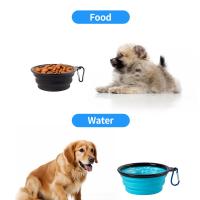 China 350ml & 1000ml Foldable TPE Silicone Dog Bowl - Collapsible Pet Food Water Dish with Carabiner Clip for sale