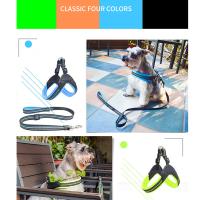China Black Blue PU Dog Harness Leash Set - 4 Size Options XS S M L with Reflective Safety Strips and POM Buckle for sale