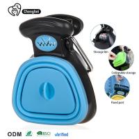 China Blue Handheld Dog Poop Scooper with Custom Logo Bag - Portable Pet Waste Cleanup Tool for Walking for sale