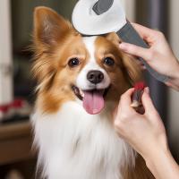 China Self-Cleaning Pet Grooming Brush with Massage Function - 95% Shedding Reduction, 7.87-inch Handle for sale