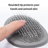 China Self-Cleaning Pet Grooming Brush with Massage Function - 95% Shedding Reduction, 7.87-inch Handle for sale