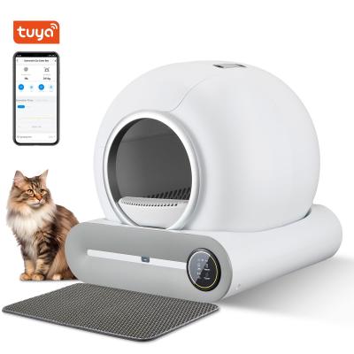 China Tuya Smart Self-Cleaning Cat Litter Box with App Control - Quiet Enclosed Design for Multi-Cat Homes for sale