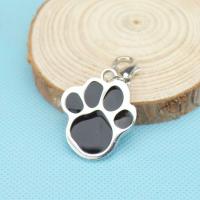 China 25mm Paw Shape Pet ID Tag - Zinc Alloy Noiseless Dog Collar Pendant with Personalized Engraving for sale