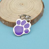 China 25mm Paw Shape Pet ID Tag - Zinc Alloy Noiseless Dog Collar Pendant with Personalized Engraving for sale