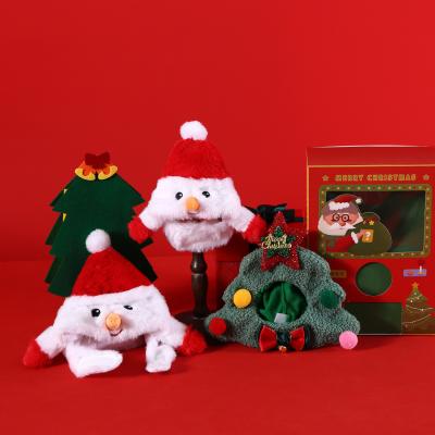 China Christmas Pet Hat Santa Claus Headgear Set with Tree Design - S/L Sizes Carton Material for Cats and Dogs for sale