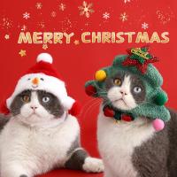 China Christmas Pet Hat Santa Claus Headgear Set with Tree Design - S/L Sizes Carton Material for Cats and Dogs for sale