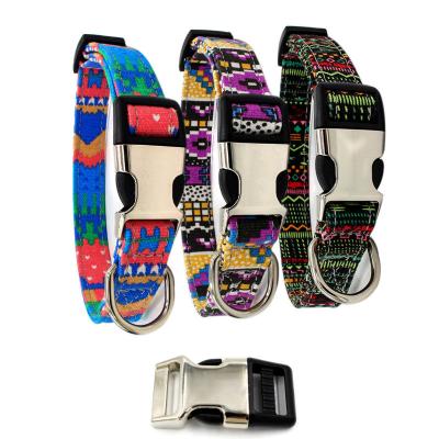 China Bohemian Pet Dog Collar with Metal Buckle S/M/L Nylon Safety Lock for sale