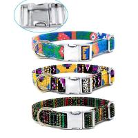 China Bohemian Pet Dog Collar with Metal Buckle S/M/L Nylon Safety Lock for sale