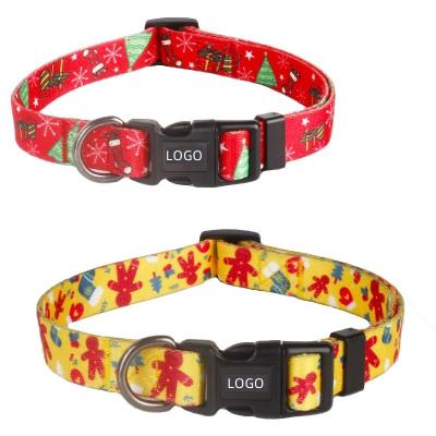 China Christmas Polyester Waterproof Pet Collar Adjustable XS-XL Custom Luxury Dog Gift for sale