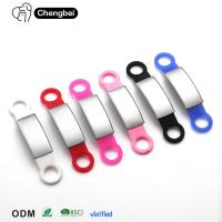 China Custom Engravable Pet ID Tags 2.5x8.5cm Silicone Stainless Steel Anti-Lost Dog Cat Collar Tags for sale