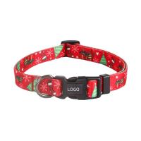 China Christmas Polyester Waterproof Pet Collar Adjustable XS-XL Custom Luxury Dog Gift for sale