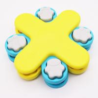 China Pet Puzzle Feeder Toy 25.5x25.5x7cm Yellow PP Material Dog IQ Training Treat Dispenser for sale