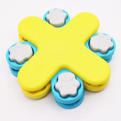 China Pet Puzzle Feeder Toy 25.5x25.5x7cm Yellow PP Material Dog IQ Training Treat Dispenser for sale