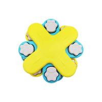 China Pet Puzzle Feeder Toy 25.5x25.5x7cm Yellow PP Material Dog IQ Training Treat Dispenser for sale