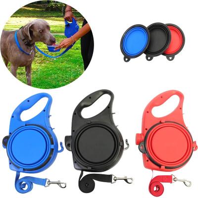 China 5-in-1 Retractable Dog Leash with Water Bottle Bowl - 16ft Nylon Lead & Poop Bag Dispenser for sale