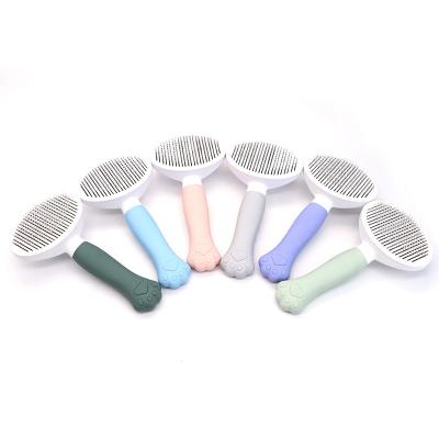 China Stainless Steel Pet Grooming Comb Brush 19x9x6.5cm with Self-Cleaning Feature for Dogs and Cats for sale