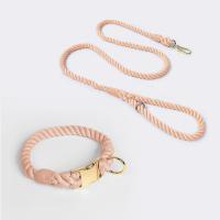 China Multicolor Cotton Rope Dog Leash Collar Harness Set 1.3cm x 120cm Heavy Duty Training Equipment for sale