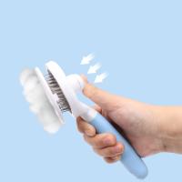 China Stainless Steel Pet Grooming Comb Brush 19x9x6.5cm with Self-Cleaning Feature for Dogs and Cats for sale