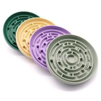 China Food Grade Silicone Dog Slow Feeder Bowl with Strong Suction Base - Purple & Green Colors for Healthy Eating for sale