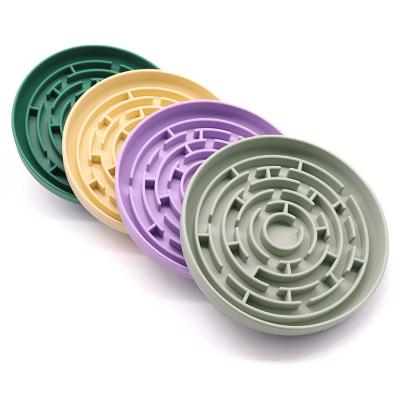China Food Grade Silicone Dog Slow Feeder Bowl with Strong Suction Base - Purple & Green Colors for Healthy Eating for sale