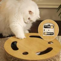 China Electric Rotating Cat Scratching Board 295×60mm with Multiple Play Modes and Wooden Construction for Indoor Cats for sale
