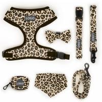 China Custom Logo Polyester Leopard Print Dog Harness Set with Adjustable Collar and Leash - XS to L Sizes, 0.5kg Weight for sale
