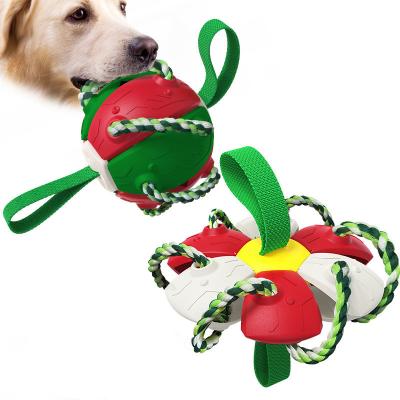 China Bite Resistant Dog Soccer Ball 141.5mm ABS Training Toy with Squeaker and Straps for Outdoor Play for sale