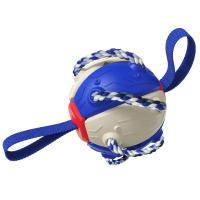 China Bite Resistant Dog Soccer Ball 141.5mm ABS Training Toy with Squeaker and Straps for Outdoor Play for sale