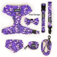 China Custom Printed Soft Padded Dog Harness Set with Adjustable Vest Collar Leash in Sizes XS to XL for sale