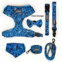 China Custom Printed Soft Padded Dog Harness Set with Adjustable Vest Collar Leash in Sizes XS to XL for sale