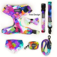 China Custom Printed Soft Padded Dog Harness Set with Adjustable Vest Collar Leash in Sizes XS to XL for sale