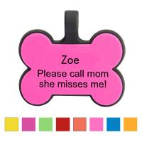 China Custom Silicone Pet ID Tags 71mm x 39mm Bone-Shaped Design with Food-Grade Material and Multi-Color Options for sale