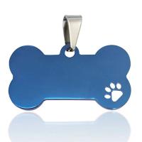 China Stainless Steel Bone Shape Dog ID Tags 2-6cm Custom Engraving in Silver Blue Gold Colors 0.02kg for sale