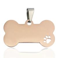 China Stainless Steel Bone Shape Dog ID Tags 2-6cm Custom Engraving in Silver Blue Gold Colors 0.02kg for sale
