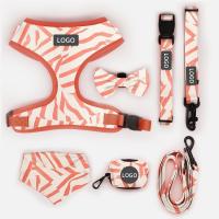 China Custom Pattern Designers Reversible Polyester Pet Harness Sets Personalized Collar Leash and Waterproof Dog Harness Set for sale