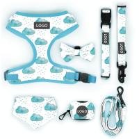 China Custom Pattern Designers Reversible Polyester Pet Harness Sets Personalized Collar Leash and Waterproof Dog Harness Set for sale