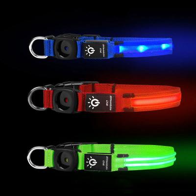 China LED Dog Collar with AirTag Holder - IPX7 Waterproof, 8-Hour Battery, Custom Logo for Medium/Large Dogs for sale