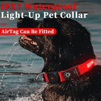 China LED Dog Collar with AirTag Holder - IPX7 Waterproof, 8-Hour Battery, Custom Logo for Medium/Large Dogs for sale