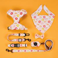 China Custom Dog Harness Set with Bowknot Bandana Collar Leash Polyester Neoprene Sizes XS to XL for sale