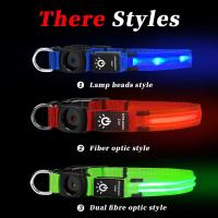 China LED Dog Collar with AirTag Holder - IPX7 Waterproof, 8-Hour Battery, Custom Logo for Medium/Large Dogs for sale