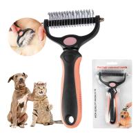 China TPR Double Sided Pet Hair Remover Brush Self Cleaning Slicker Comb 17cm for sale