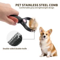 China TPR Double Sided Pet Hair Remover Brush Self Cleaning Slicker Comb 17cm for sale