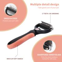 China TPR Double Sided Pet Hair Remover Brush Self Cleaning Slicker Comb 17cm for sale