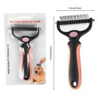 China TPR Double Sided Pet Hair Remover Brush Self Cleaning Slicker Comb 17cm for sale
