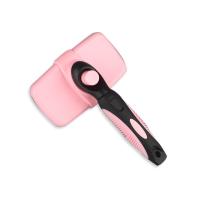 China Reusable Pet Grooming Slicker Brush 18x13x5.8cm Soft Bristle Dog Cat Hair Brush for sale