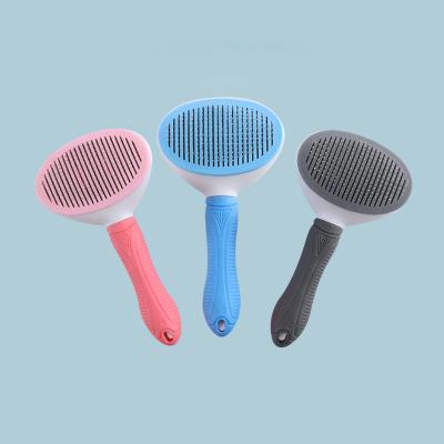 China Gray Pet Hair Remover Comb - Self-Cleaning Grooming Brush 21×11cm with Custom Logo Option for sale